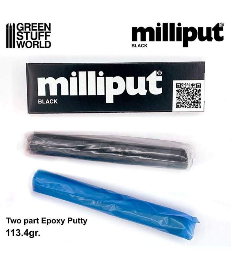 Pâte époxy Milliput pour modélisme, jaune-gris ou noir