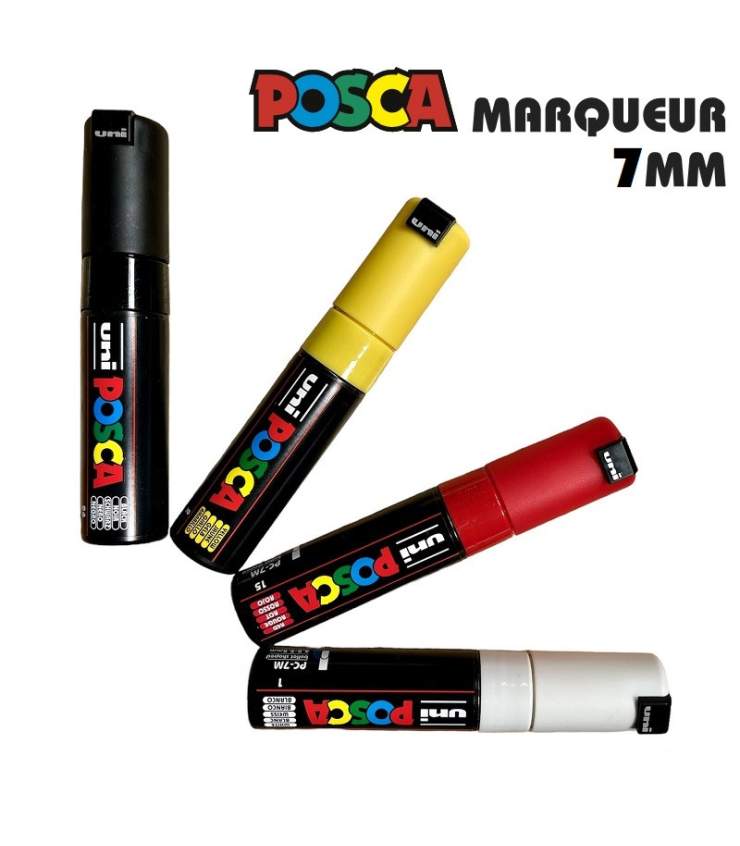 POSCA marqueur pointe large PC7M – 4 couleurs pour la peinture carrosserie